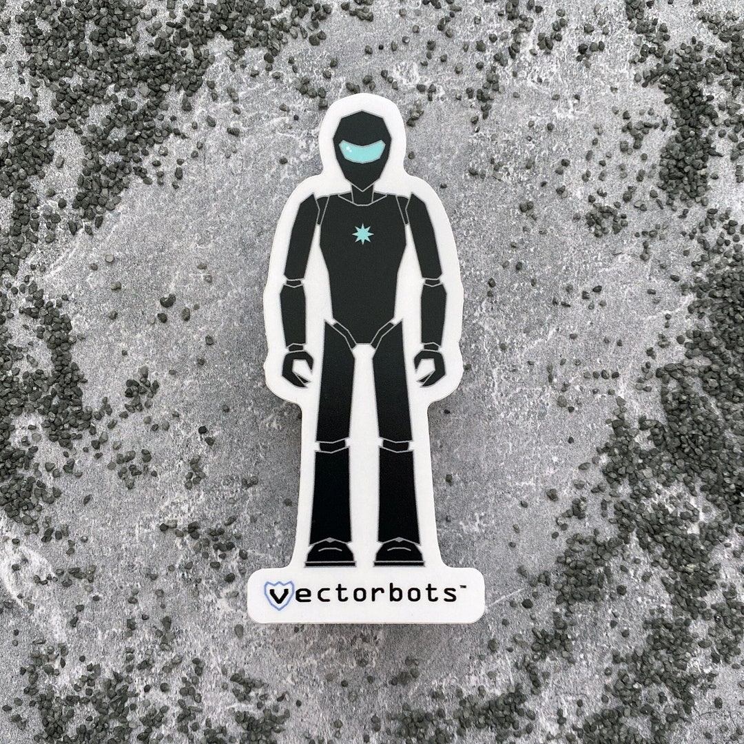 Robot Sticker, Vinyl Decal, Gift for Fun, Black, Aqua, Black, Vector ...