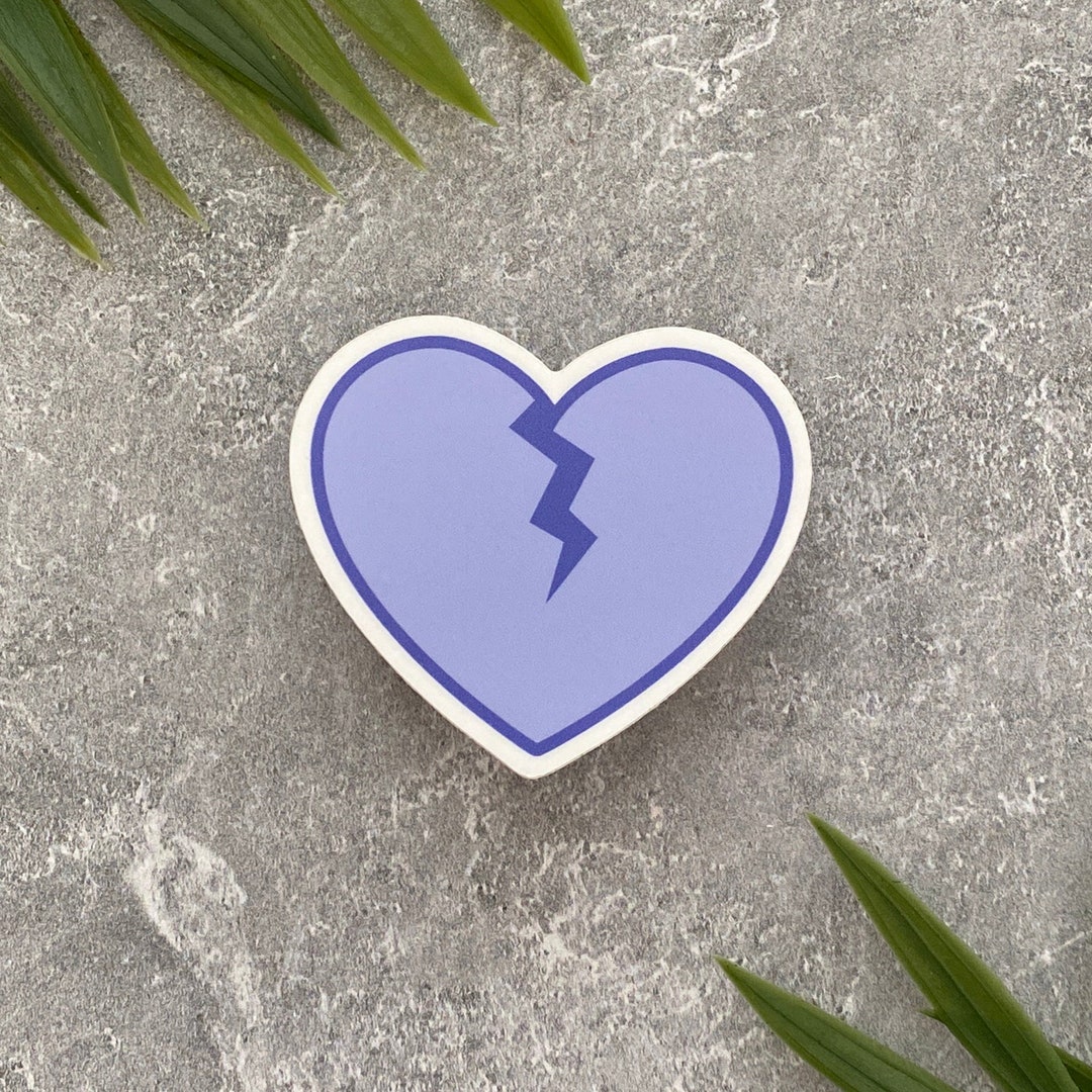 Broken Heart Vinyl Sticker, Purple Decal, Gift for Fun, Heartbreak ...