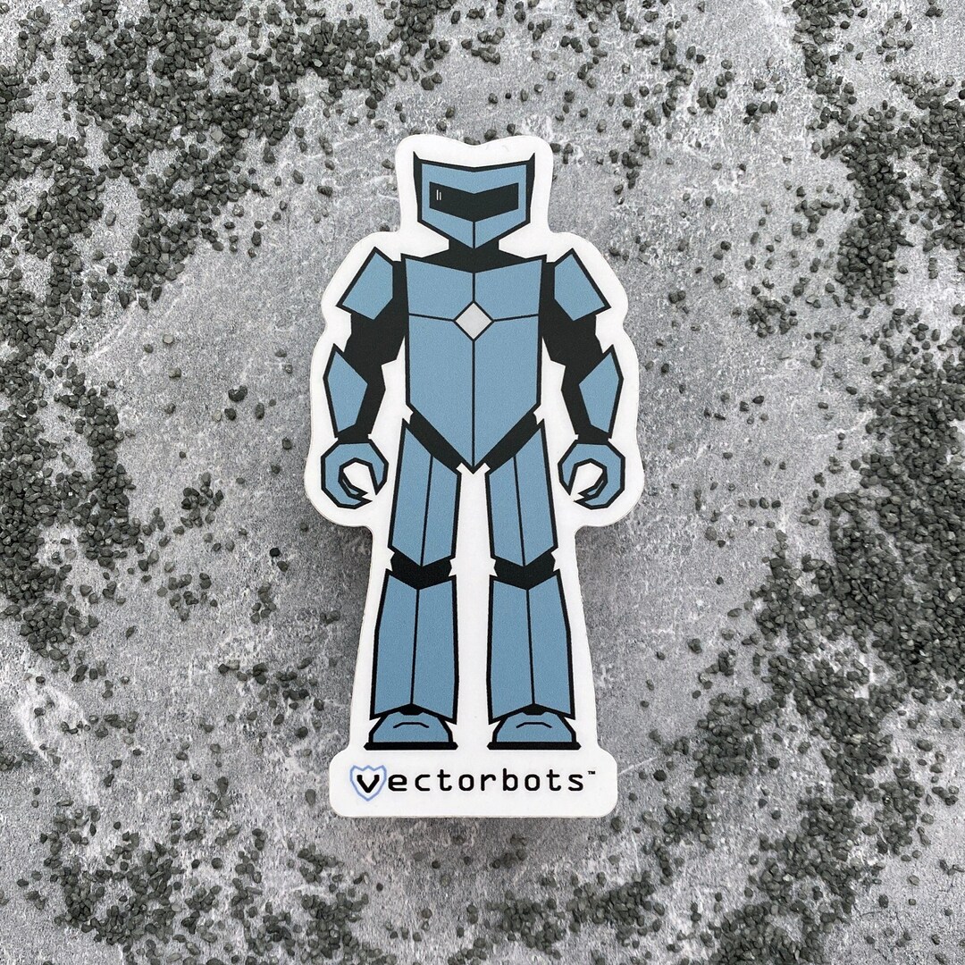 Robot Sticker, Vinyl Decal, Gift for Fun, Blue, Gray, Black, Vector ...