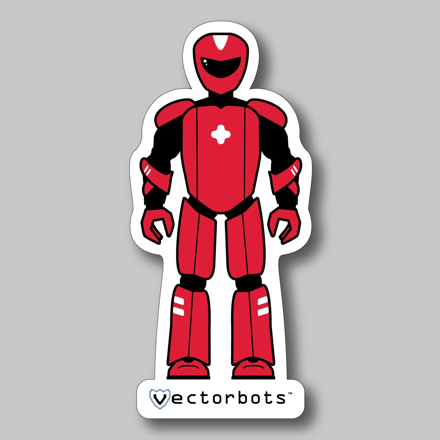 Robot Sticker, Vinyl Decal, Gift for Fun, Red, White, Black, Vector ...