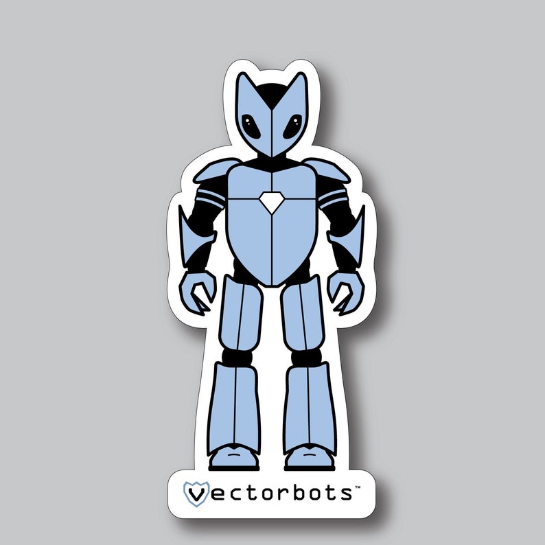 Robot Sticker, Vinyl Decal, Gift for Fun, Light Blue, White, Black ...