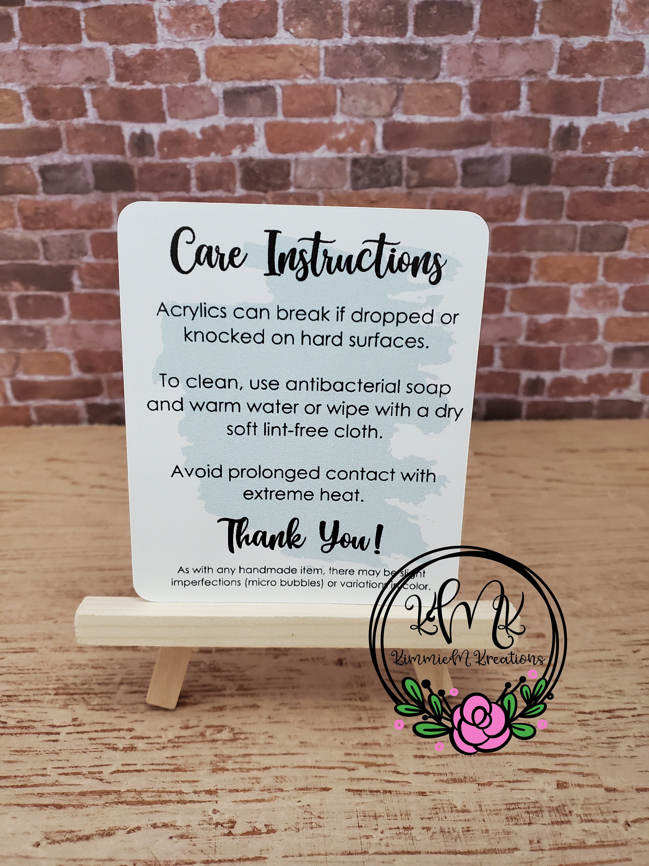 Acrylic Care Card | Print and Cut | Acrylic Badge Reel Care Card ...