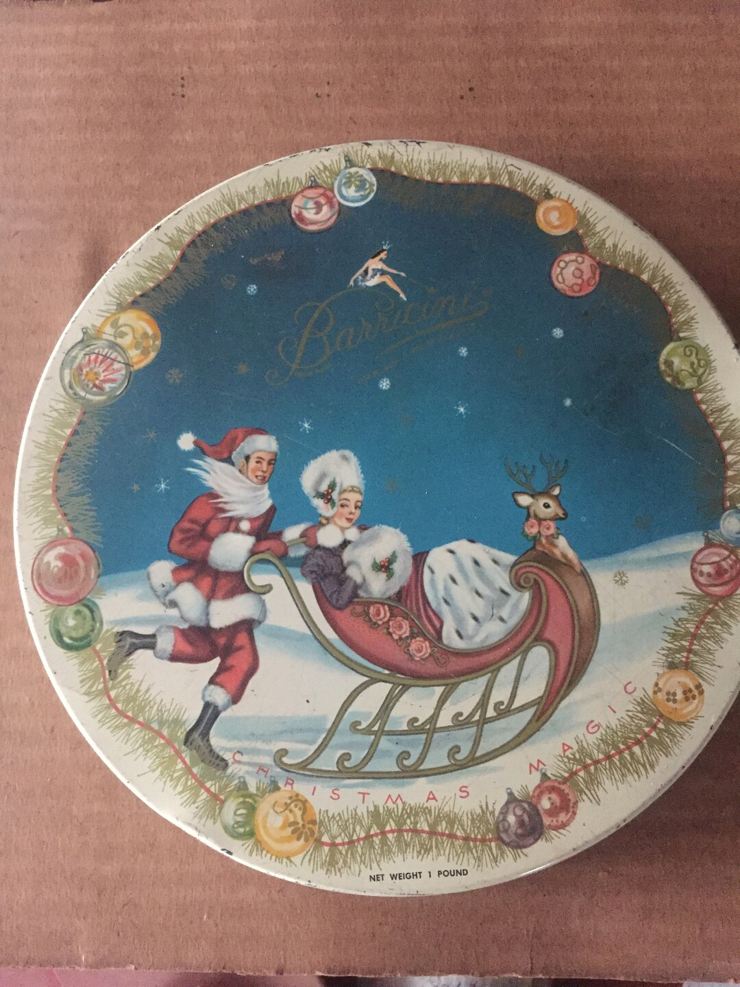 Barricini Vintage Christmas Candy Tin - Etsy