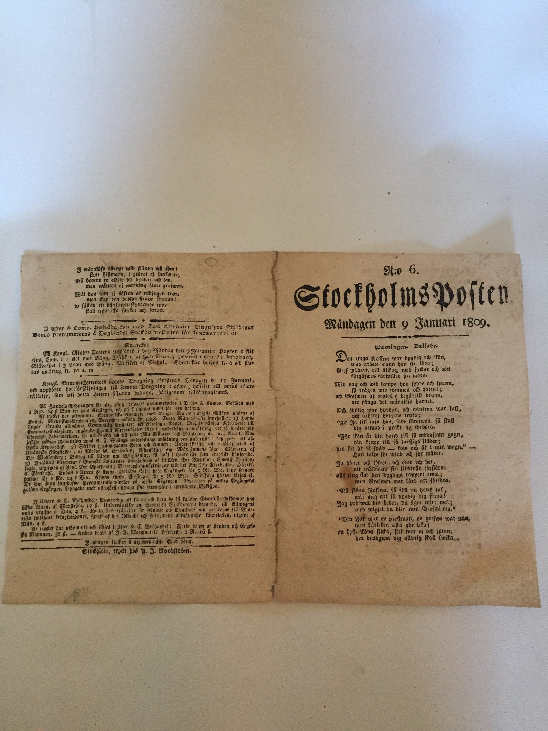 Antique Swedish Newspaper From 1809 - Etsy