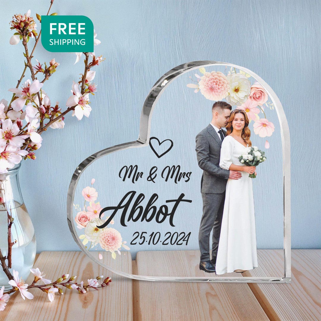 Custom Heart-shaped Acrylic Plaque Perfect Engraved Wedding Engagement ...