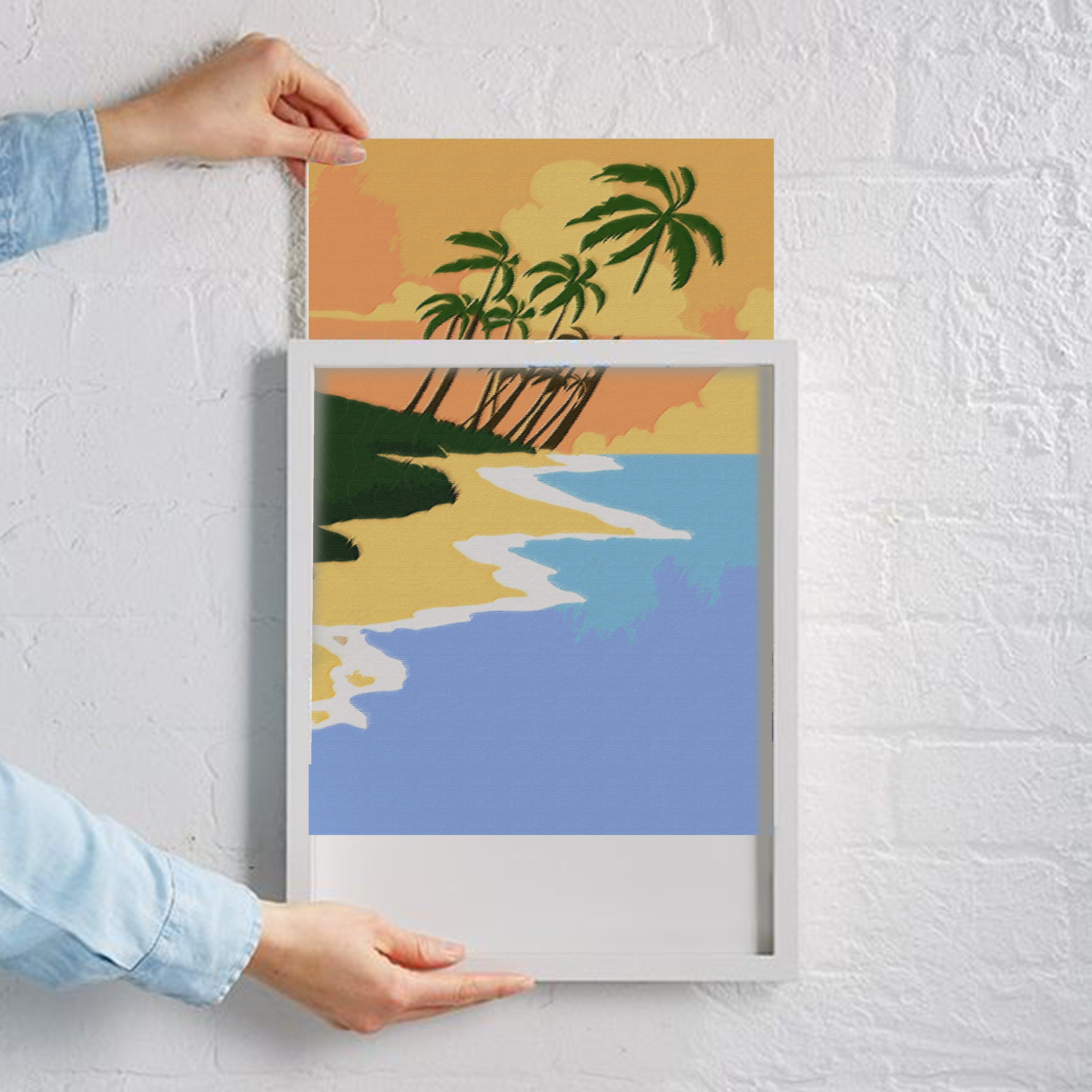 Printable Art Paint by Numbers Ocean Design Oil Painting Beach ...
