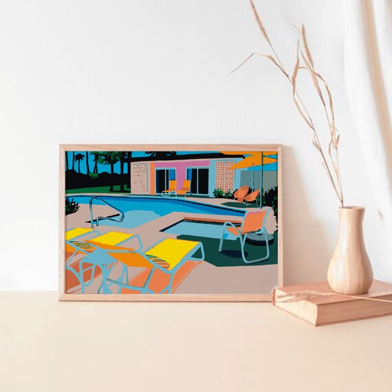 Pop Art Pool Party Yard Own Picture for Home Decor Painting by | Etsy