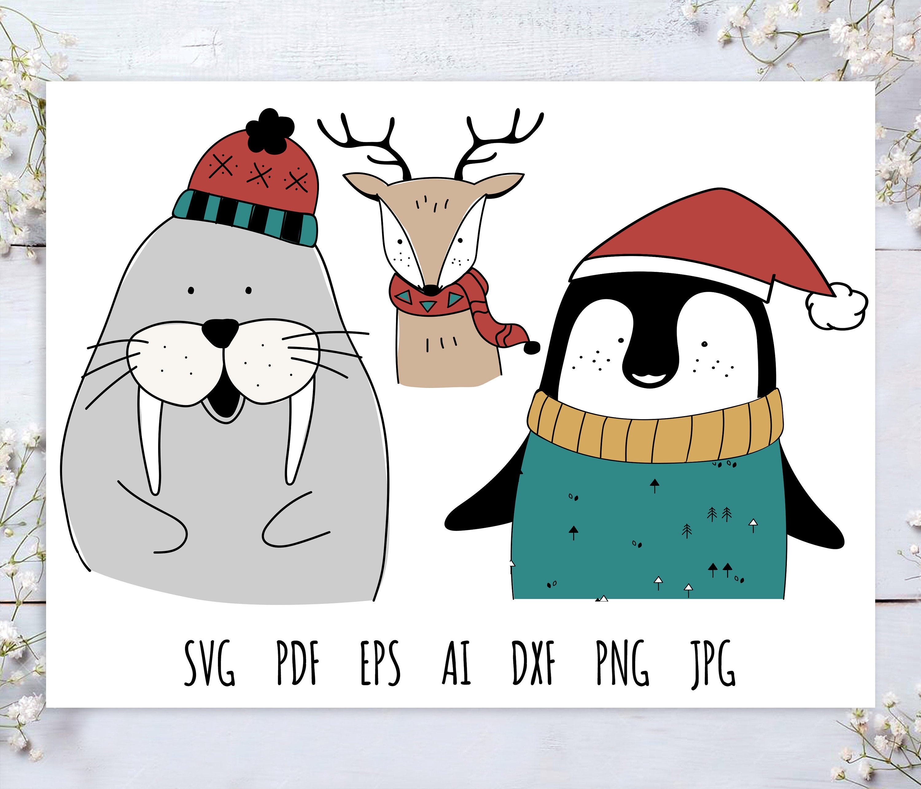 Cute Hedgehog Christmas Mood Vector Files SVG Cut File Digital File Art ...