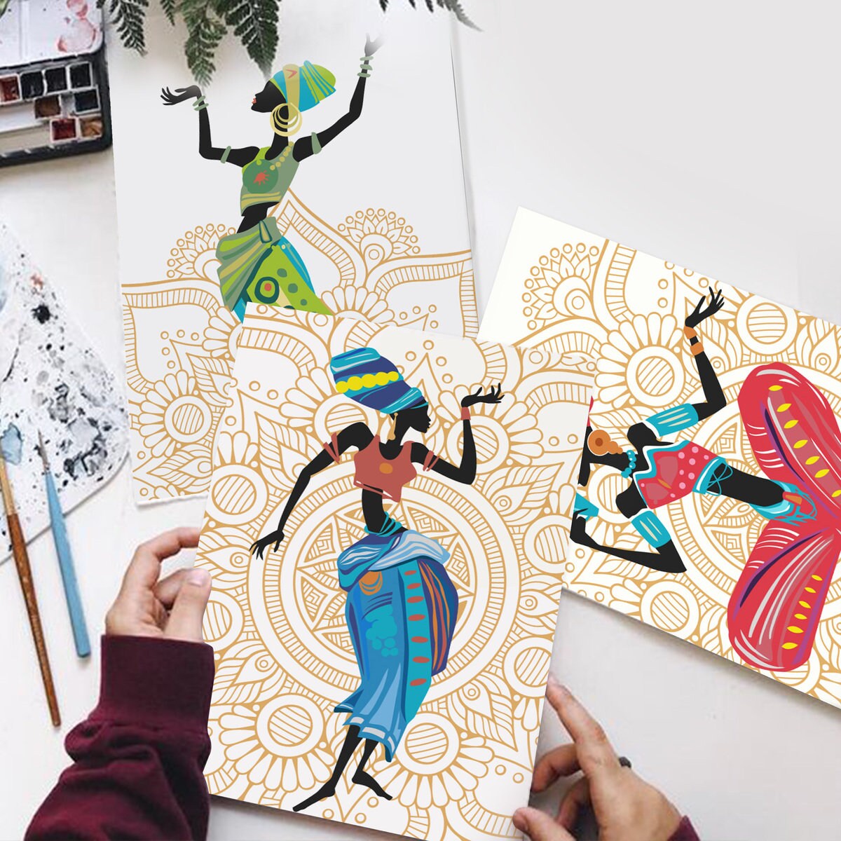 African Women Printable Art Paint by Numbers Ethnic Design Oil Painting ...