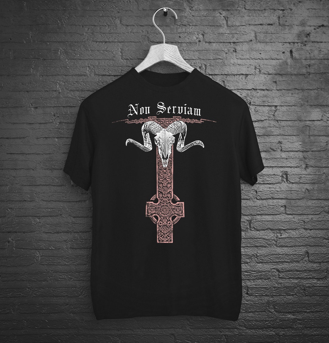 Dark Satanic Skull Shirt, Non Serviam, Gothic Satanic Clothing, Dark ...