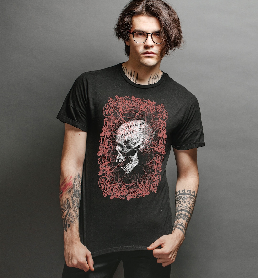 Goth Witch Skull Shirt / Dark Art Graphic Tees / Dnd Horror Shirt ...
