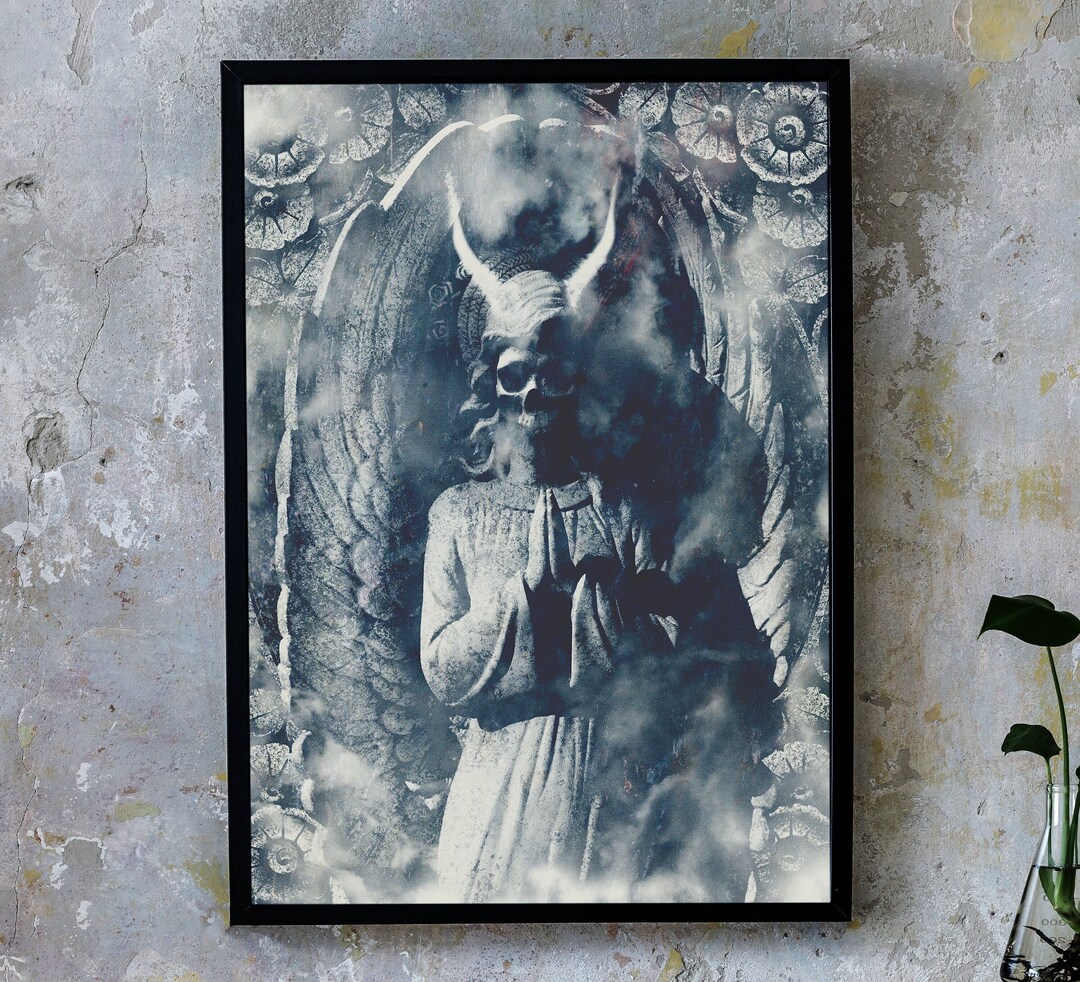 Horror Demon Satanic Angel Art Print, Gothic Horror Halloween Decor for ...