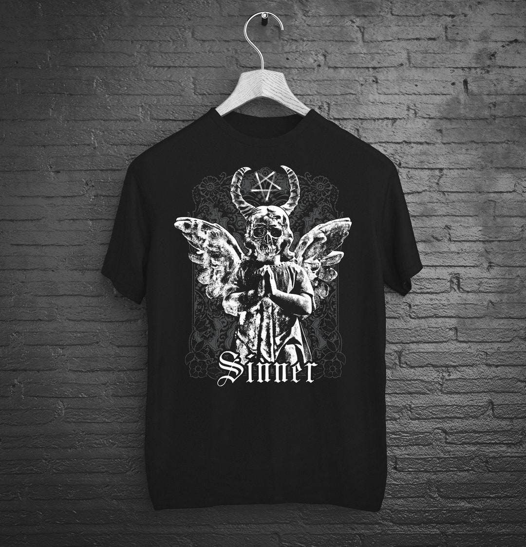 Memento Mori Dark Gothic T Shirt, Satanic Sinner Pentagram Horror Shirt ...