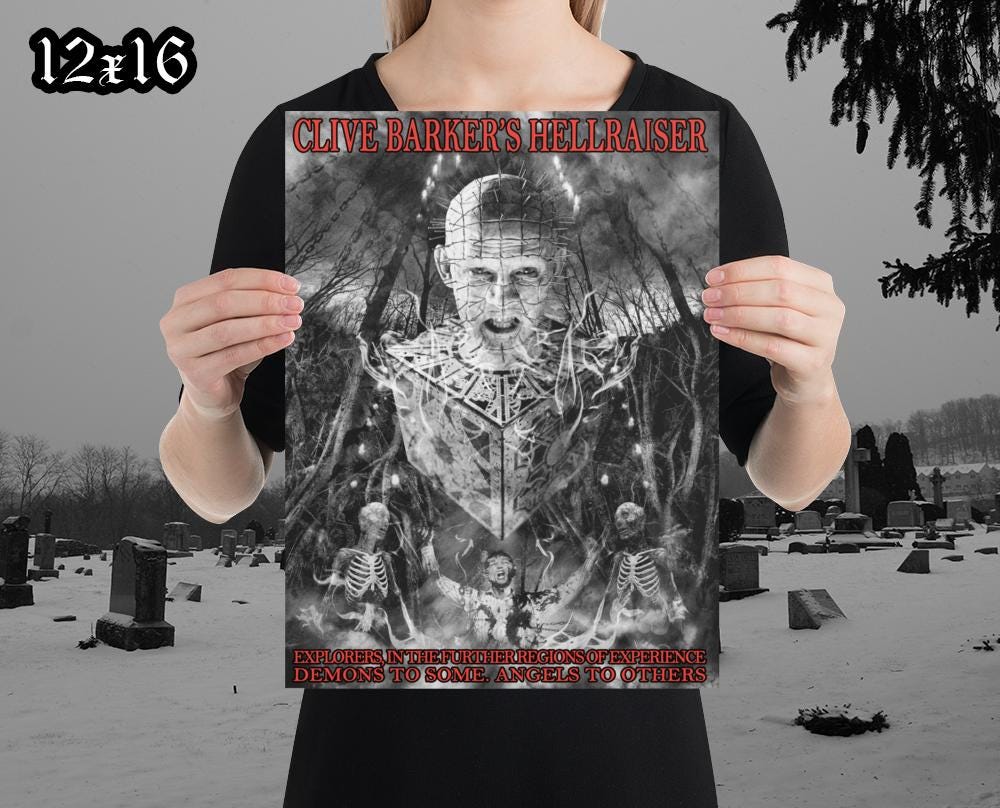Hellraiser Horror Movie Poster Print, Clive Barker Pinhead Halloween ...