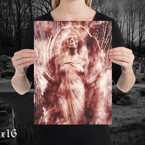 Dark Art Gothic Print / Gothic Angel Statue Wall Decor / Macabre Dark ...