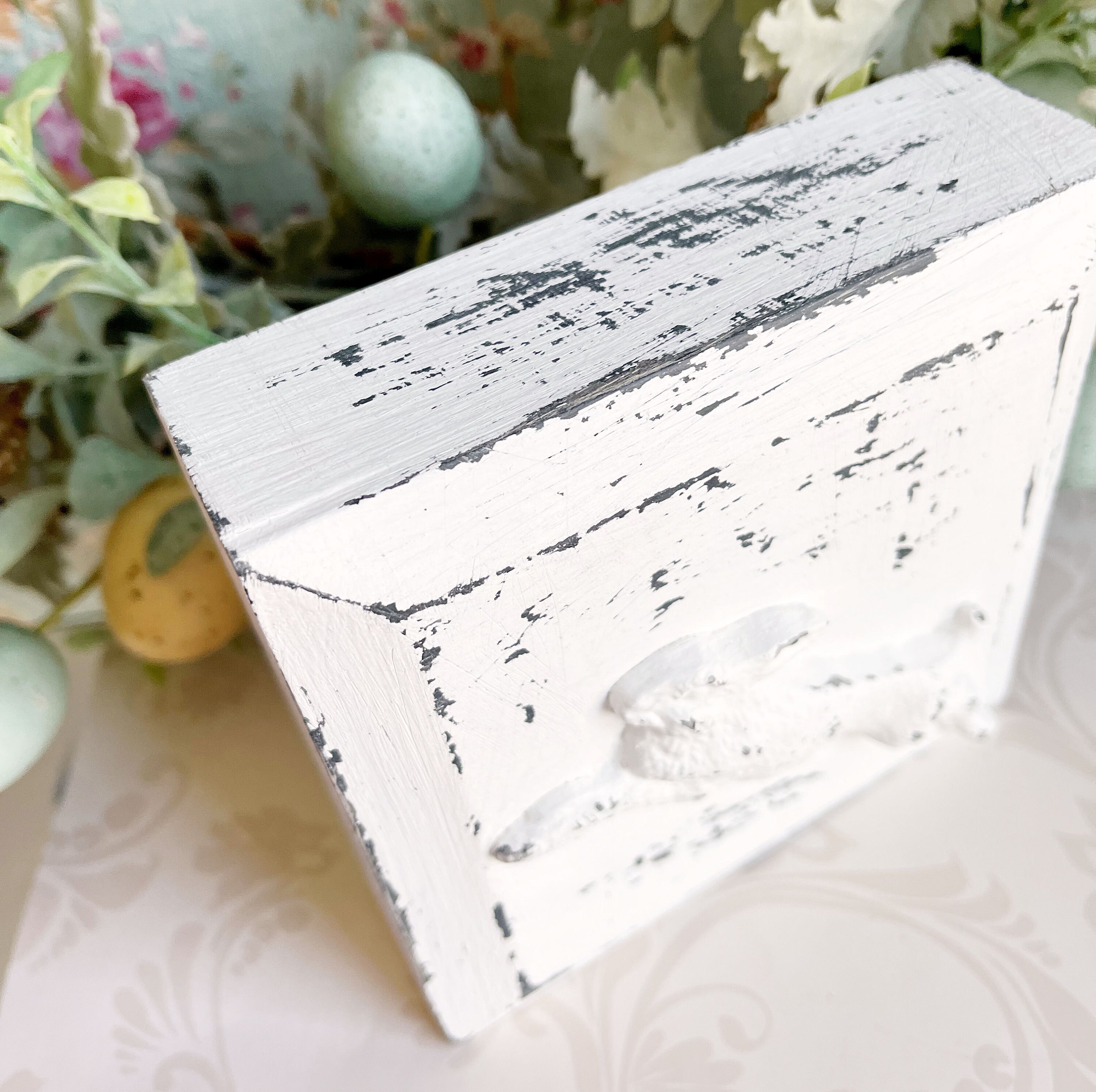 Farmhouse Distressed White & Black Rabbit Bunny Easter Wall Hanging ...