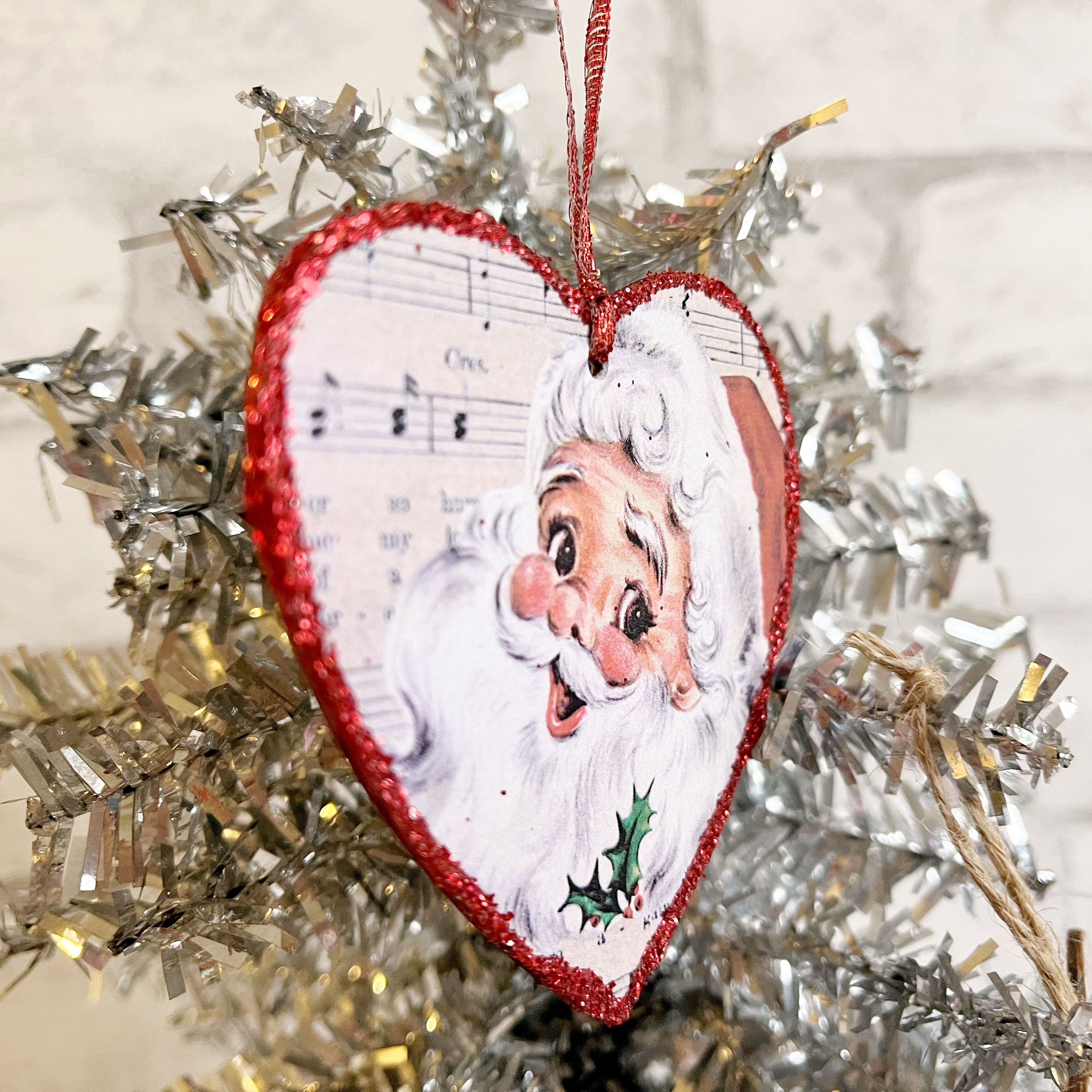 Farmhouse Santa Wood Christmas Ornaments 2 to Choose From Rustic or Red ...
