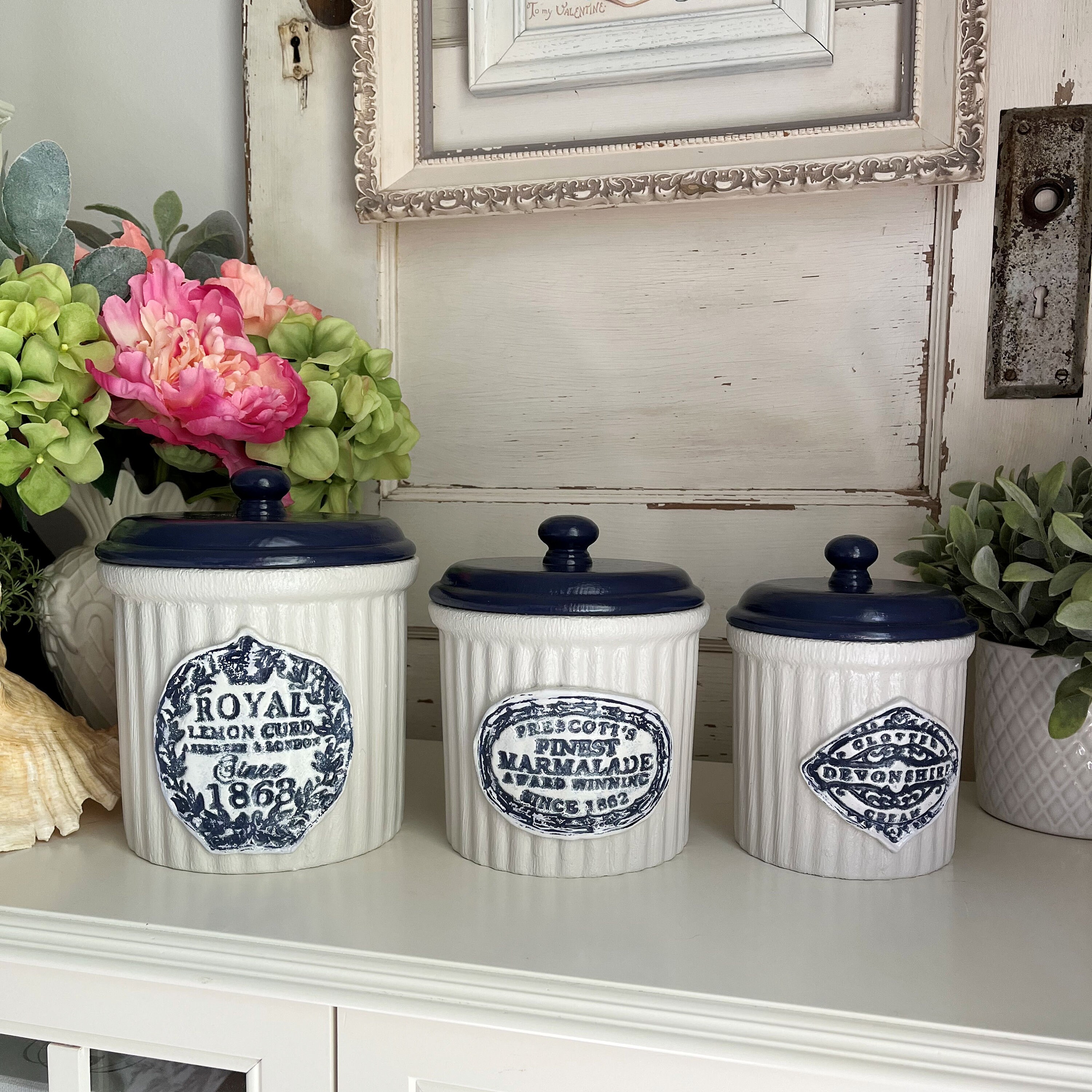 French Country Cottage Farmhouse Devonshire Clotted Cream Crock ...