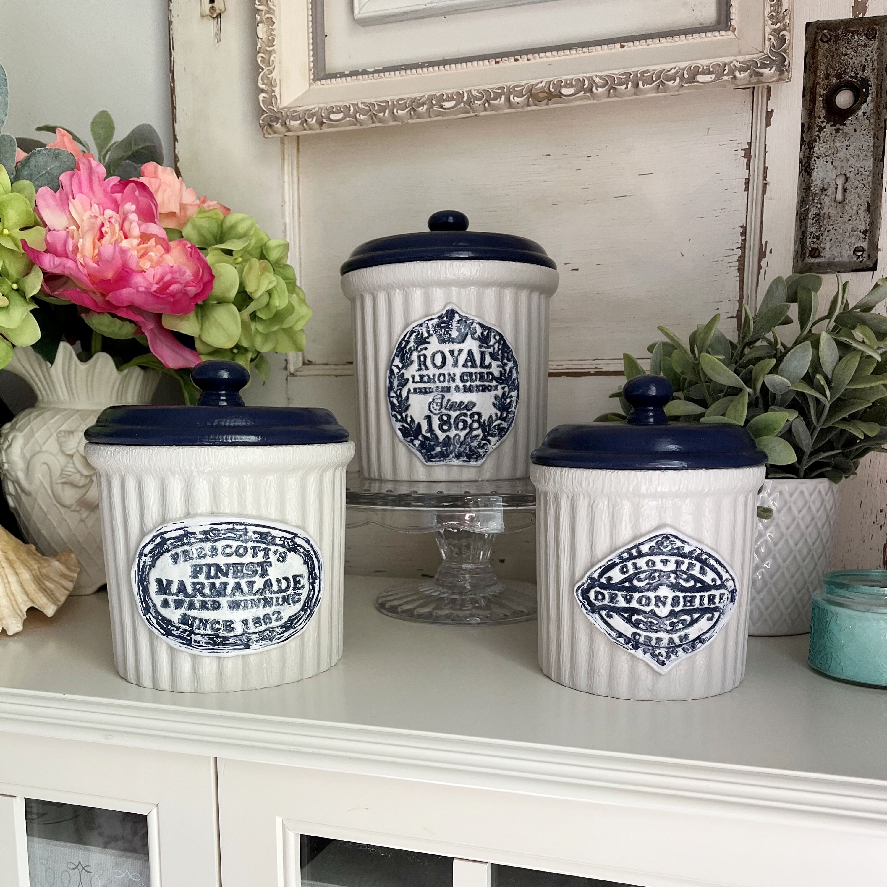 French Country Cottage Farmhouse Devonshire Clotted Cream Crock ...