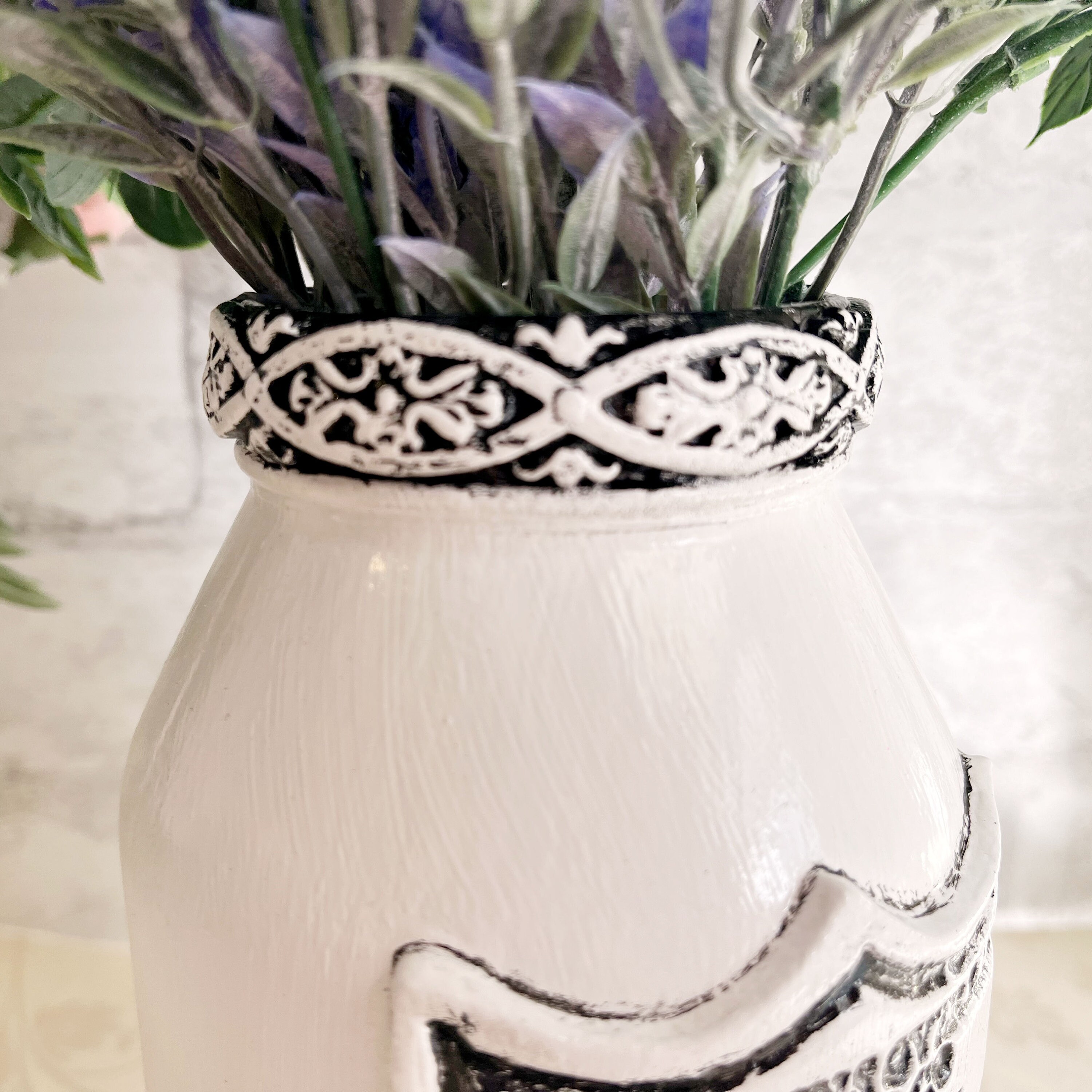 Farmhouse Pure Thick Cream Black and White Crock Upcycled Mayo Jar ...