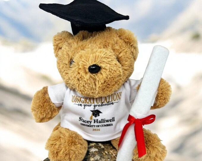 Personalised Graduation Teddy Flower Bouquet, Forever Keepsake ...