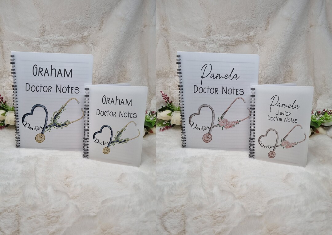 Doctor Notebook Pink or Blue, A4/A5 Notebook, Doctor Gift, Personalised ...