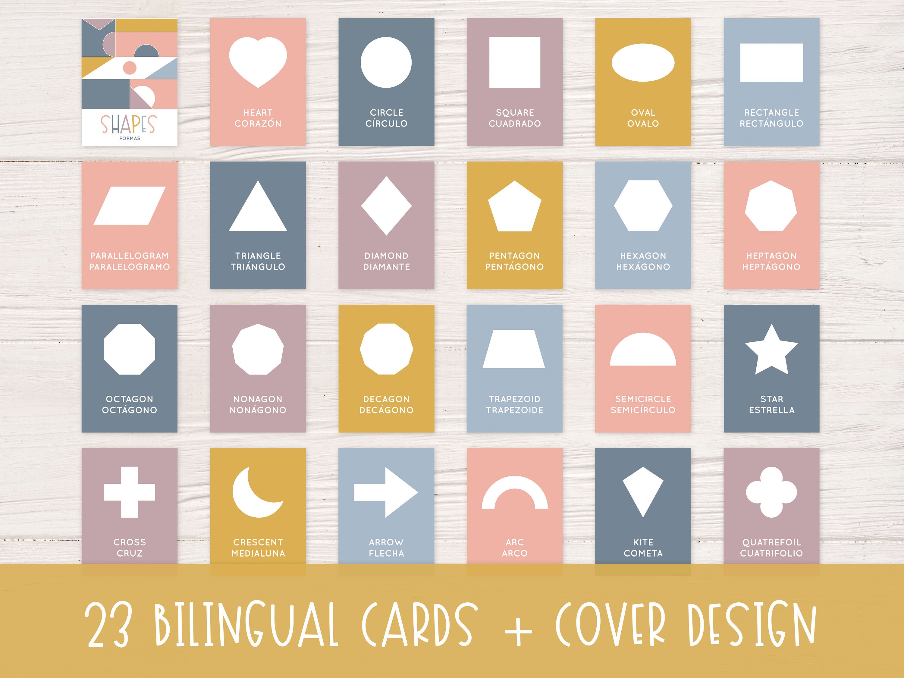 Bilingual Shapes Flashcards English and Spanish (Download Now) - Etsy