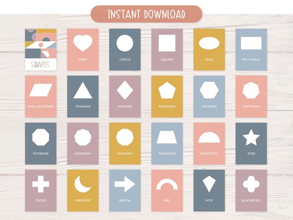 Shape Flashcard Printable PDF - Etsy