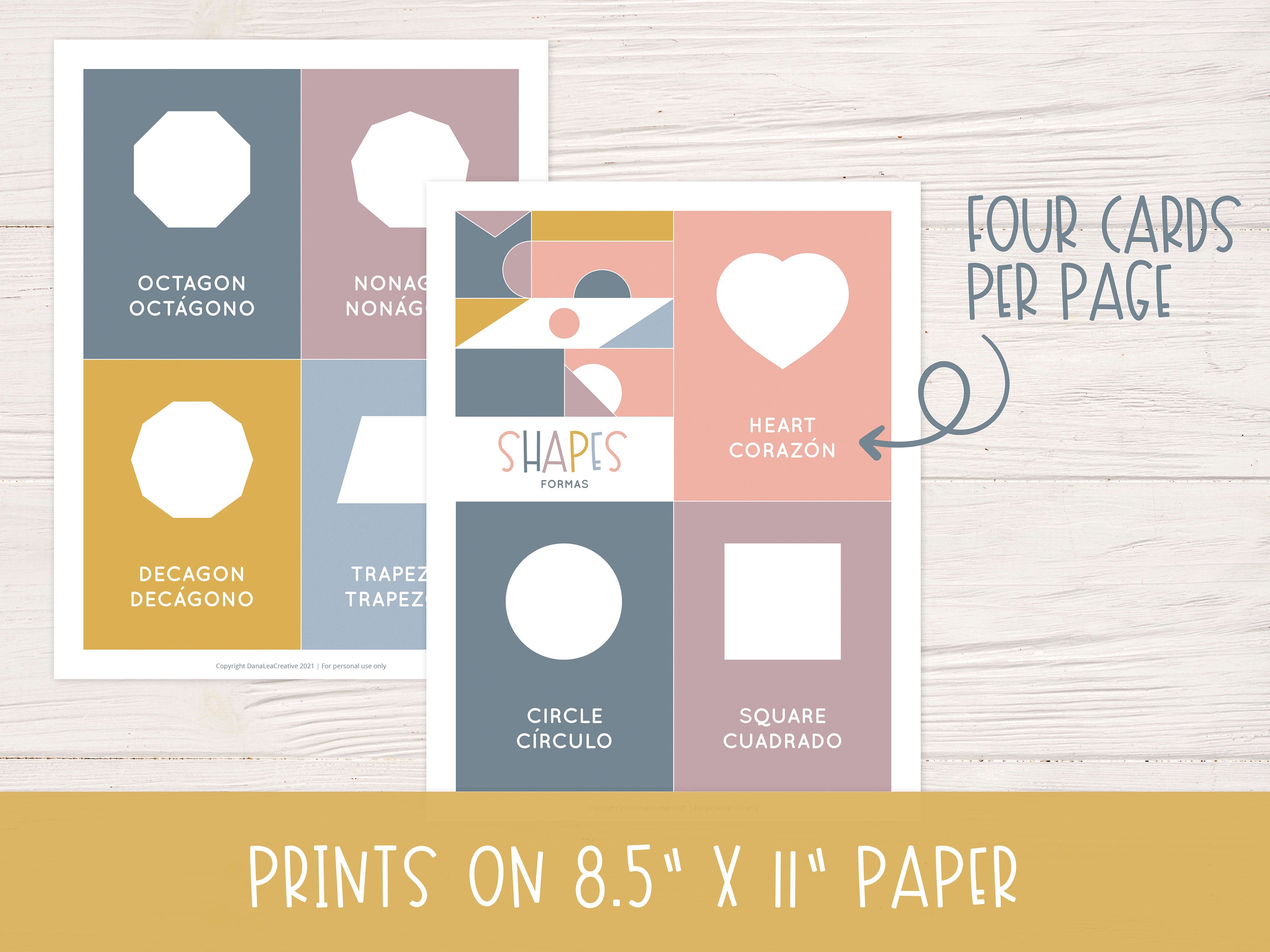 Bilingual Shapes Flashcards English and Spanish (Download Now) - Etsy