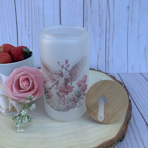 Cupid Beer Can Glass Cup 16 Oz Frosted Glass W/ Bamboo Lid and Clear ...