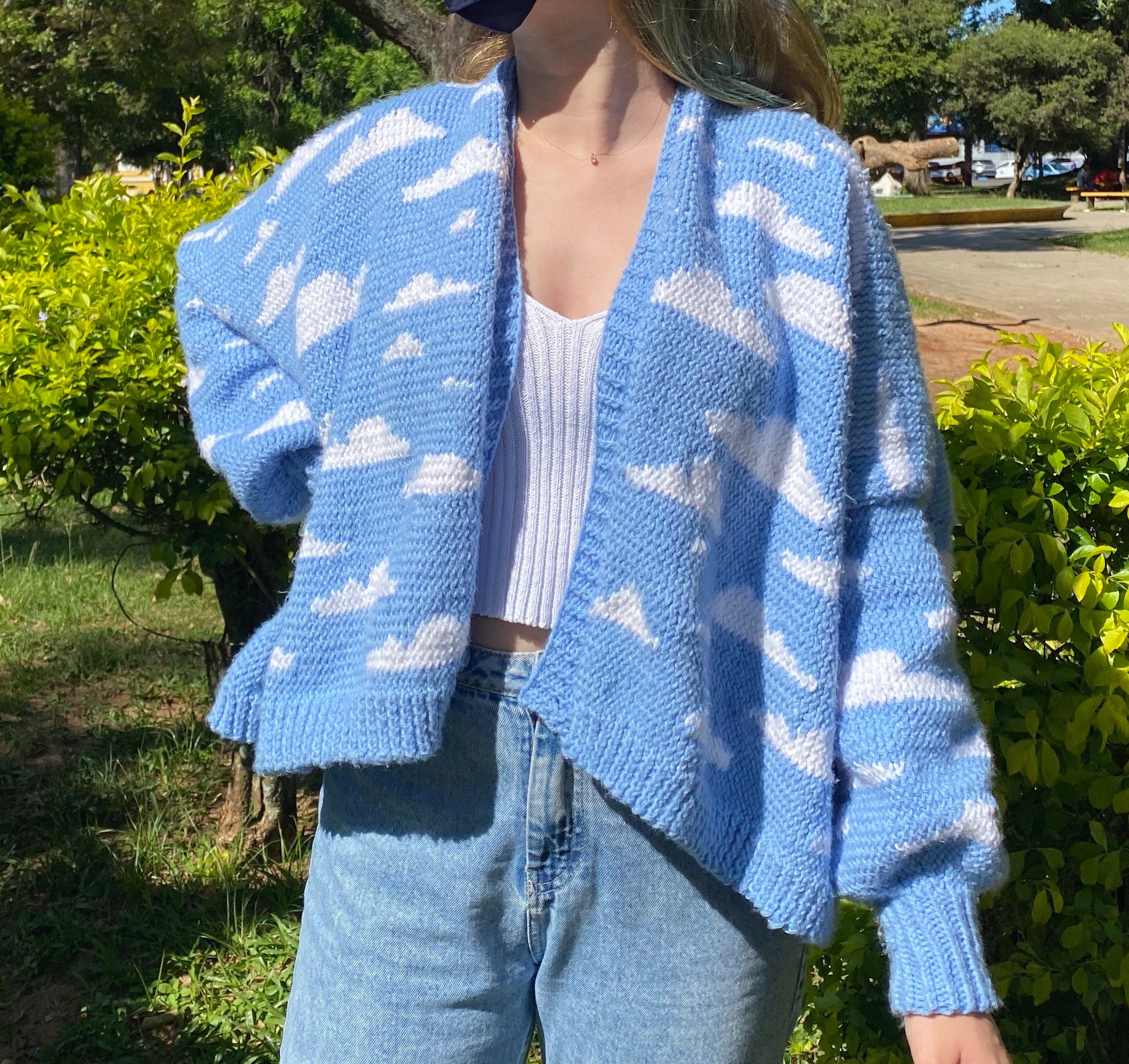 Winter Cardigan With Clouds (knitting Pattern) - Etsy
