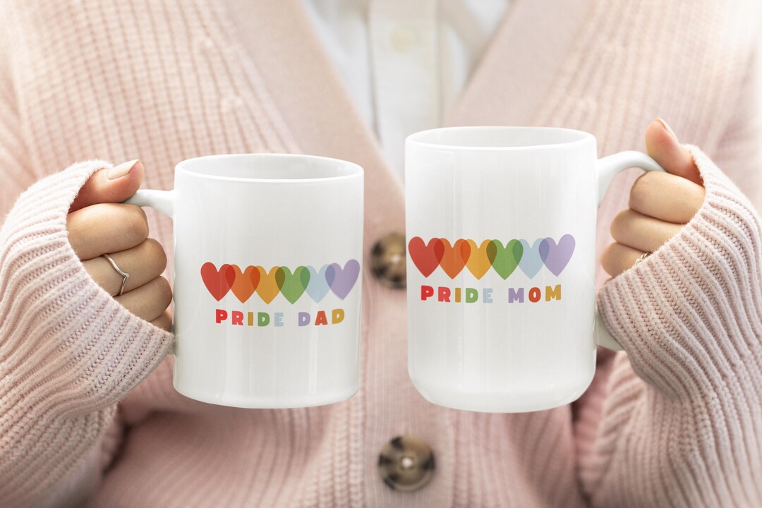 Pride Mom Dad Mug | LGBTQ+ Mom Coffee Cup | Rainbow Pride Gift ...