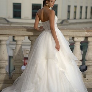 Multi-layer Organza Ruffled Skirt Ball Gown Wedding Dress With ...
