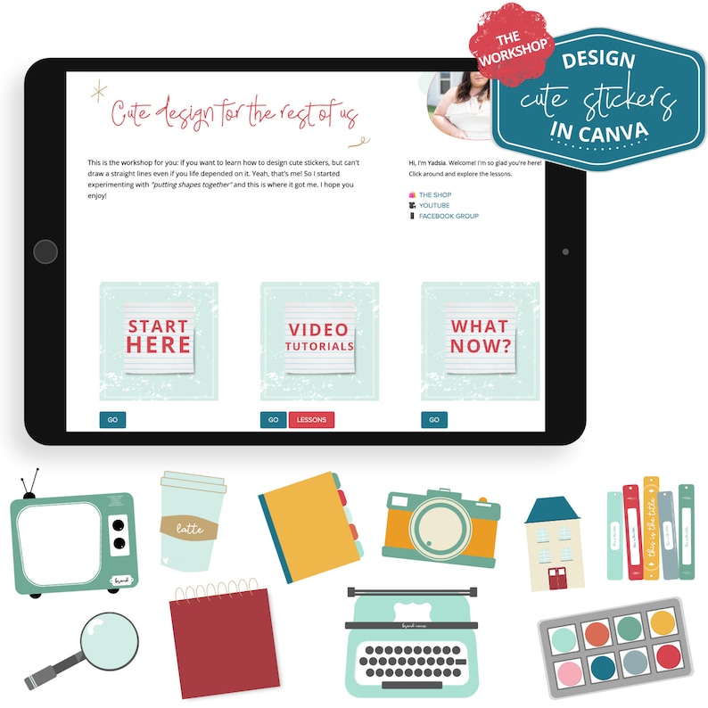 Design Cute Stickers in Canva, Workshop, E-course, How to Design ...