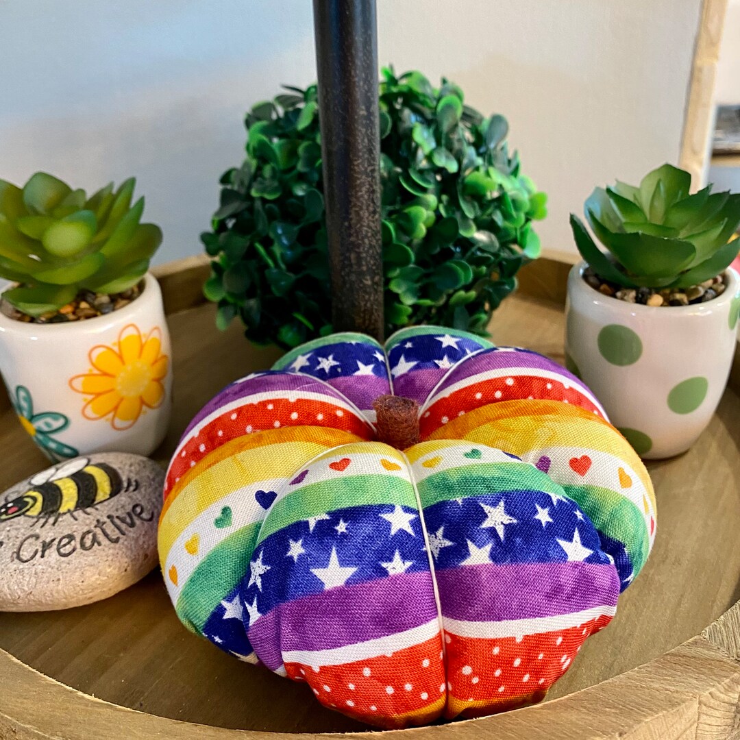 Ready to Ship Handmade Stuffed Fabric Pumpkin LGBTQ Pride Rainbow ...