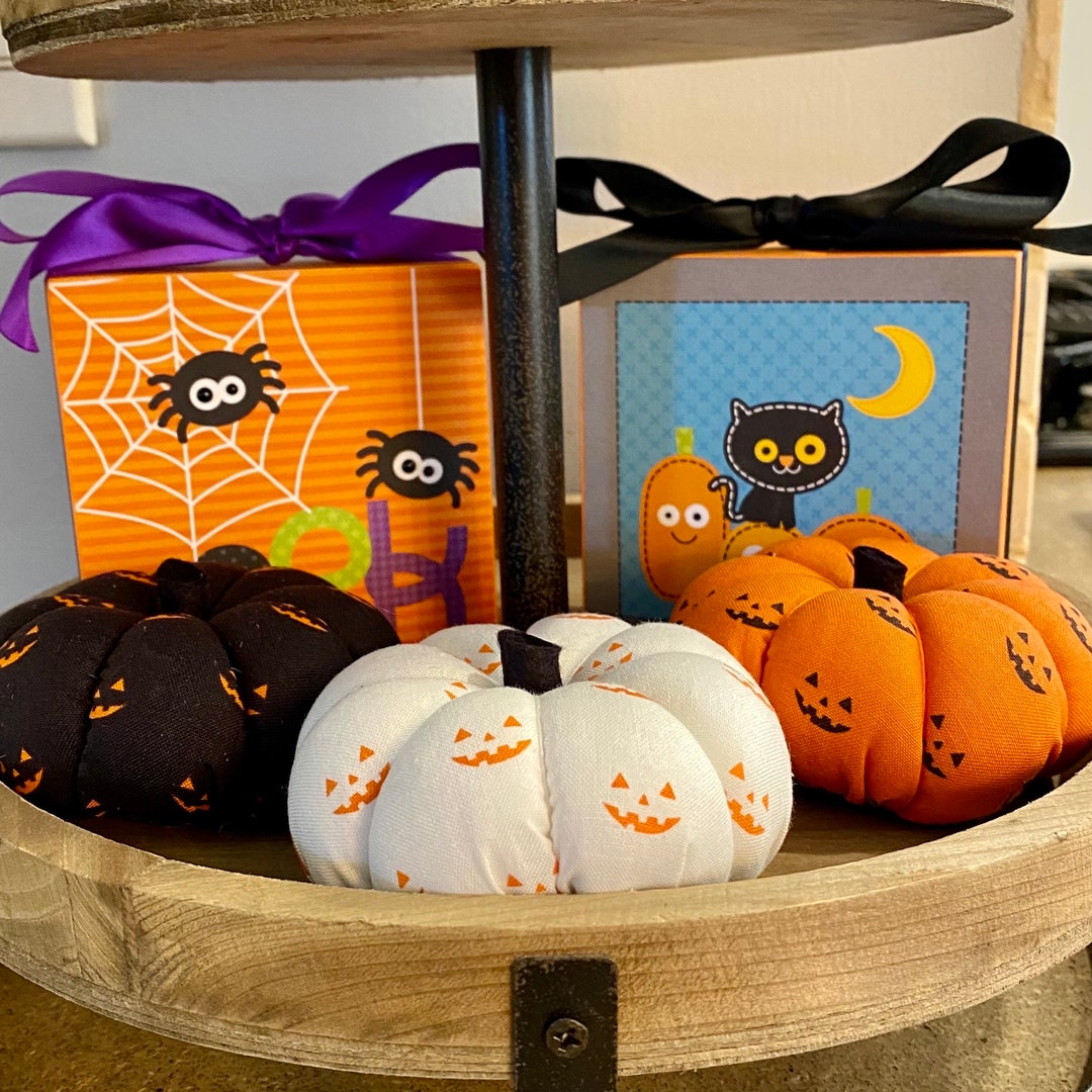 Ready to Ship Set of 3 MINI Pumpkins for Halloween Tiered Tray Decor ...