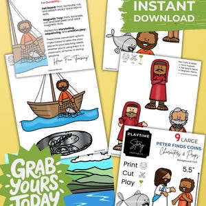 Peter Finds Coins in Fish New Testament Bible Story Activities for Kids ...