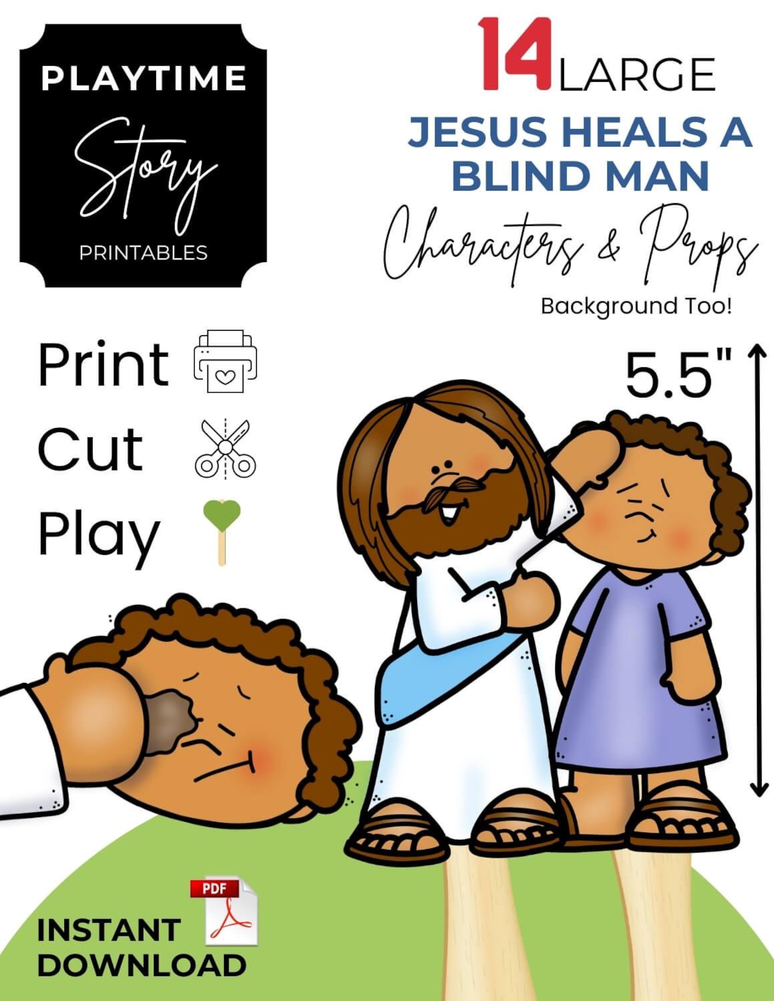 Jesus Heals a Blind Man Printable Story Puppets (PDF) - Etsy