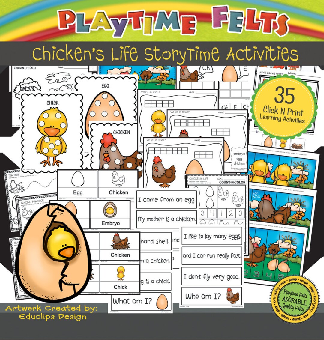 Chicken Life Cycle Prek Worksheets Preschool-kindergarten, Montessori ...