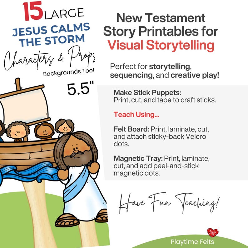 Jesus Calms the Storm Printable Stick Puppets Craft Miracles of Jesus ...