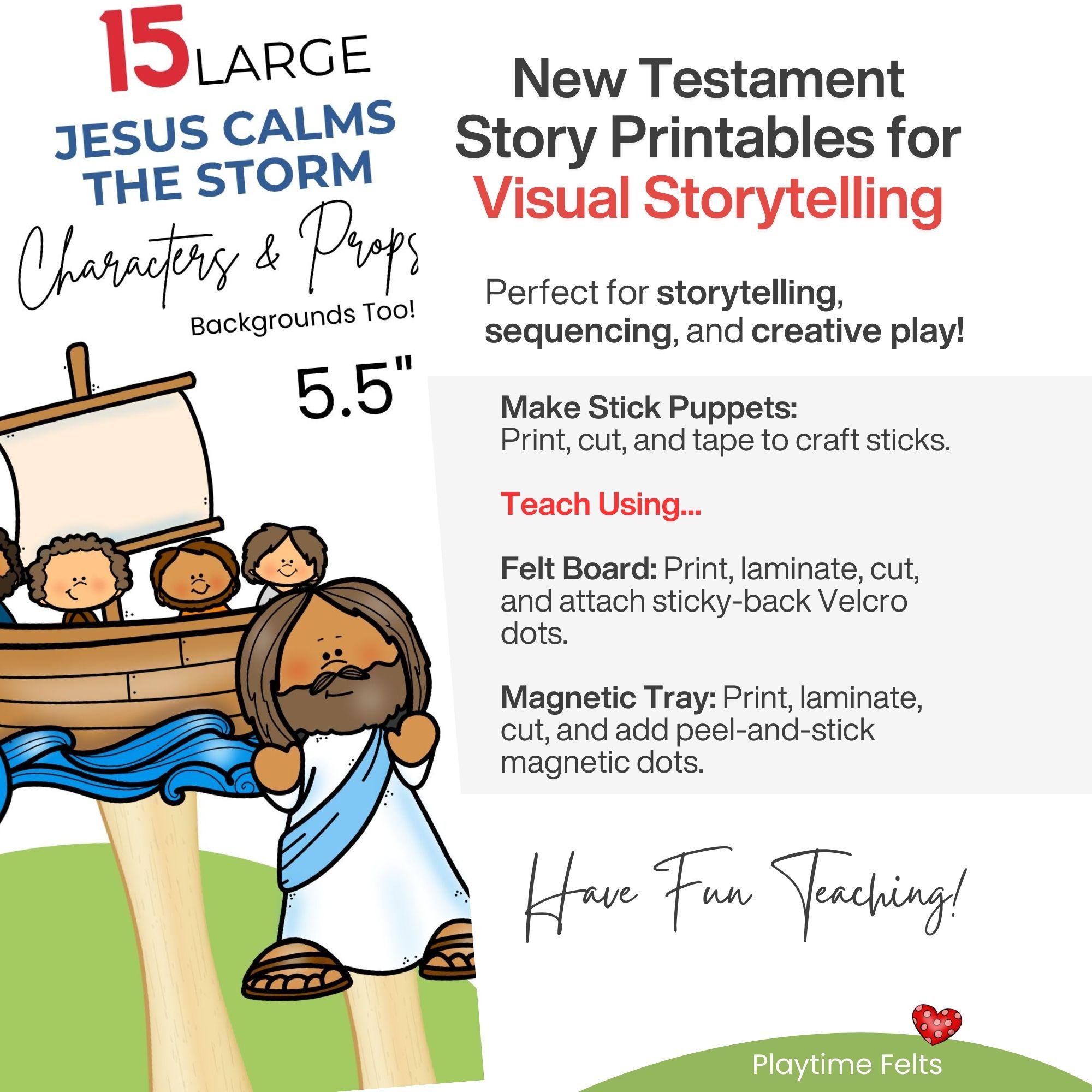 Jesus Calms the Storm Stick Puppets Craft - Bible Story (PDF Download ...