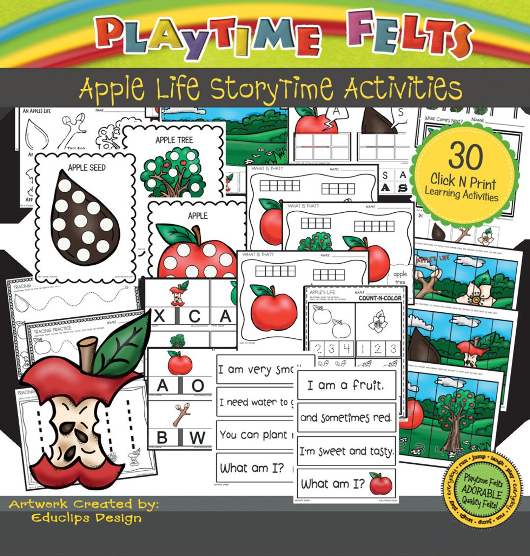 Apple Life Cycle Pre K Printable Worksheets - Etsy