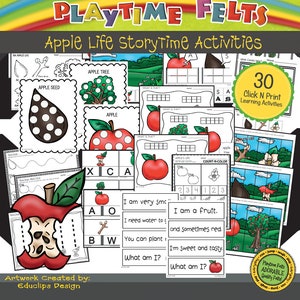 Apple Life Cycle Pre K Printable Worksheets - Etsy