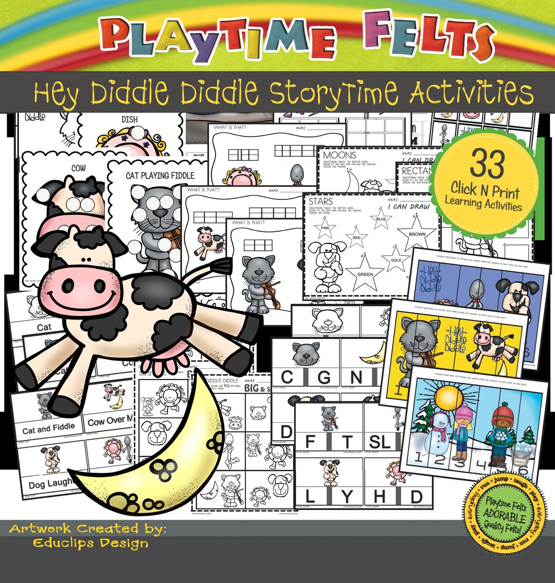 Hey Diddle Diddle Pre K Printable Worksheets - Etsy