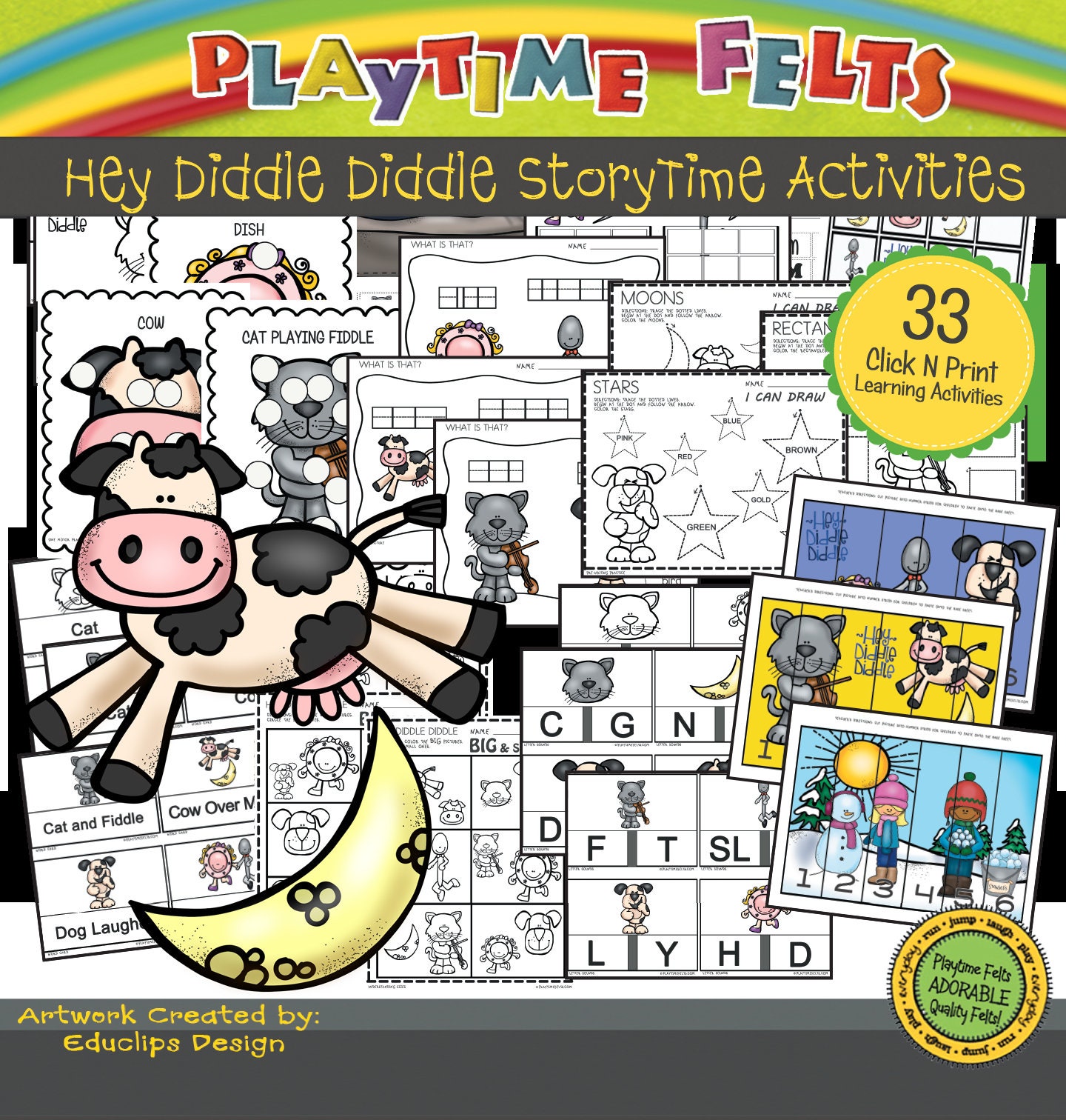 Hey Diddle Diddle Pre K Printable Worksheets - Etsy