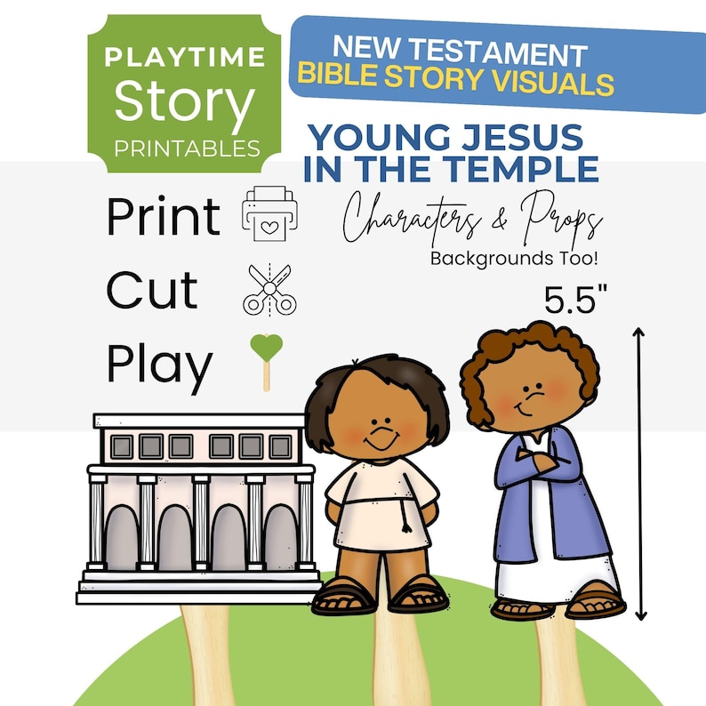 Jesus in the Temple Puppets Printable – DIY Bible Craft for Kids Story ...