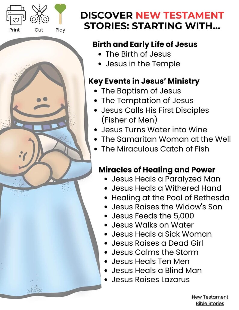 New Testament Bible Stories Printable Bible Stick Puppets for Kids ...