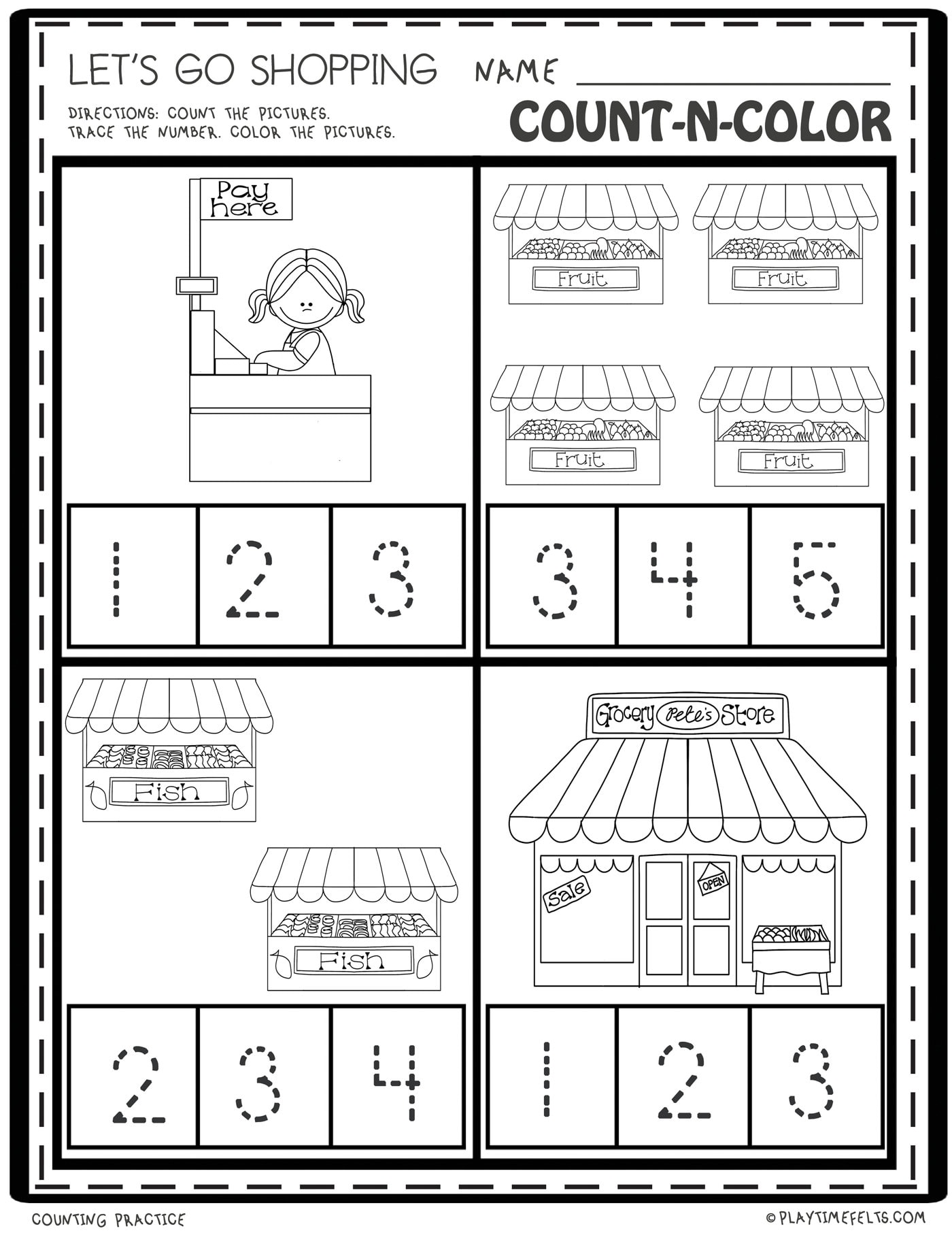 Let's Go Shopping Prek Worksheets Preschool-kindergarten, Montessori ...