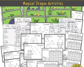 Magical Dragon Pre K Printable Worksheets - Etsy