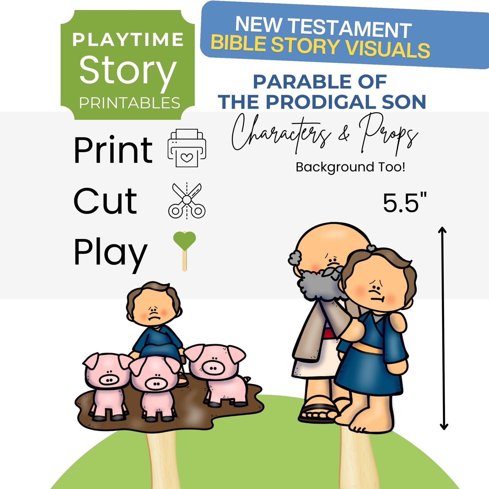 Parable of the Prodigal Son Stick Puppets Printable: New Testament ...